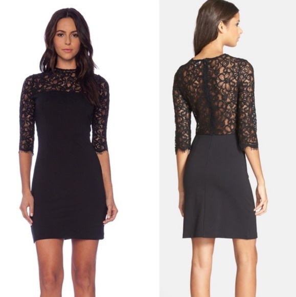 BB Dakota | Dresses | Bb Dakota Knit Lace Body Con Mini Dress Black M ...